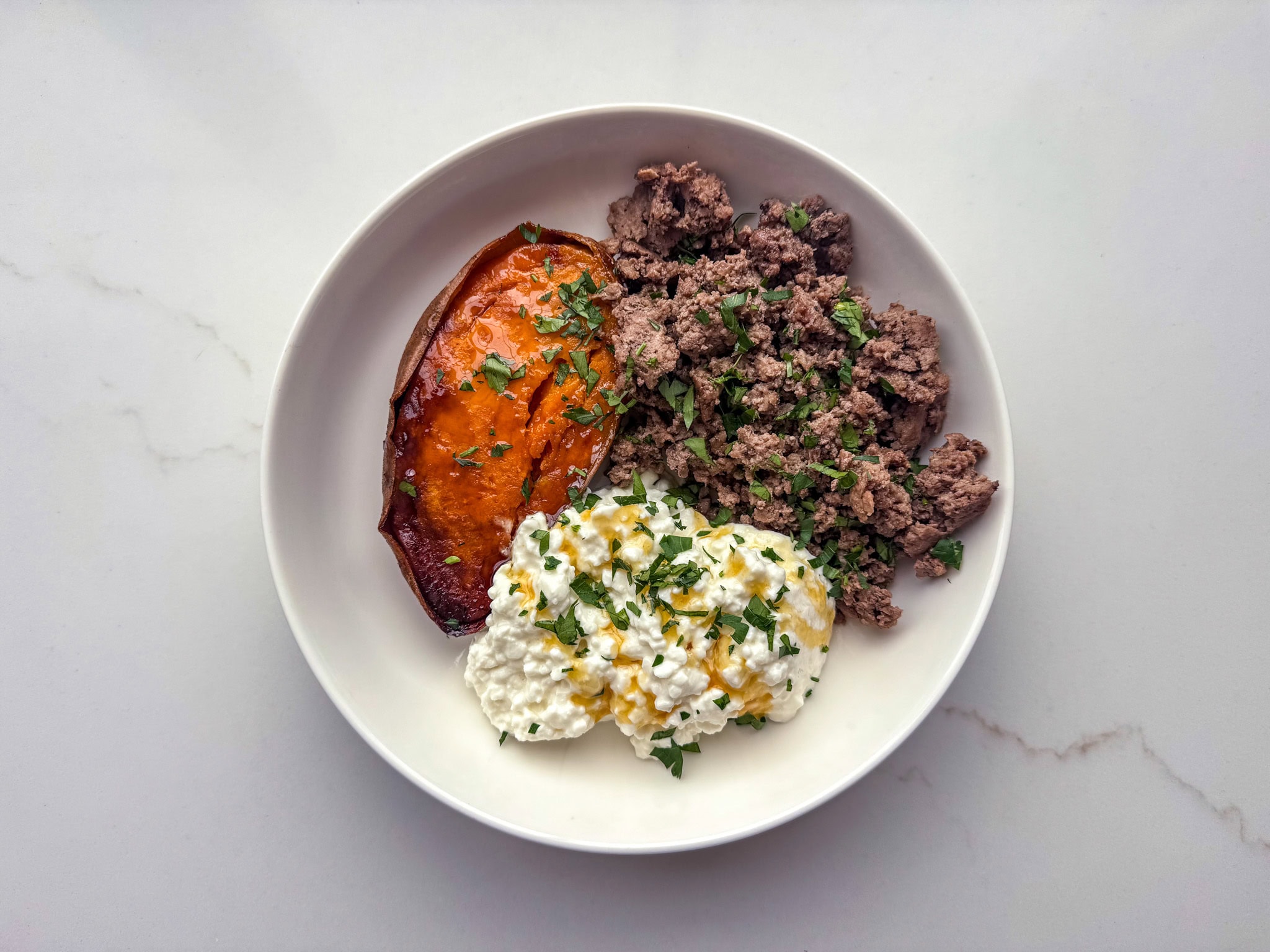 Sweet Potato Ground Beef Cottage Cheese Bowl - A Healthy Slice of Life